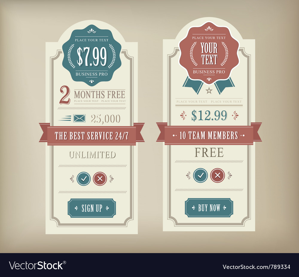 Price table Royalty Free Vector Image - VectorStock