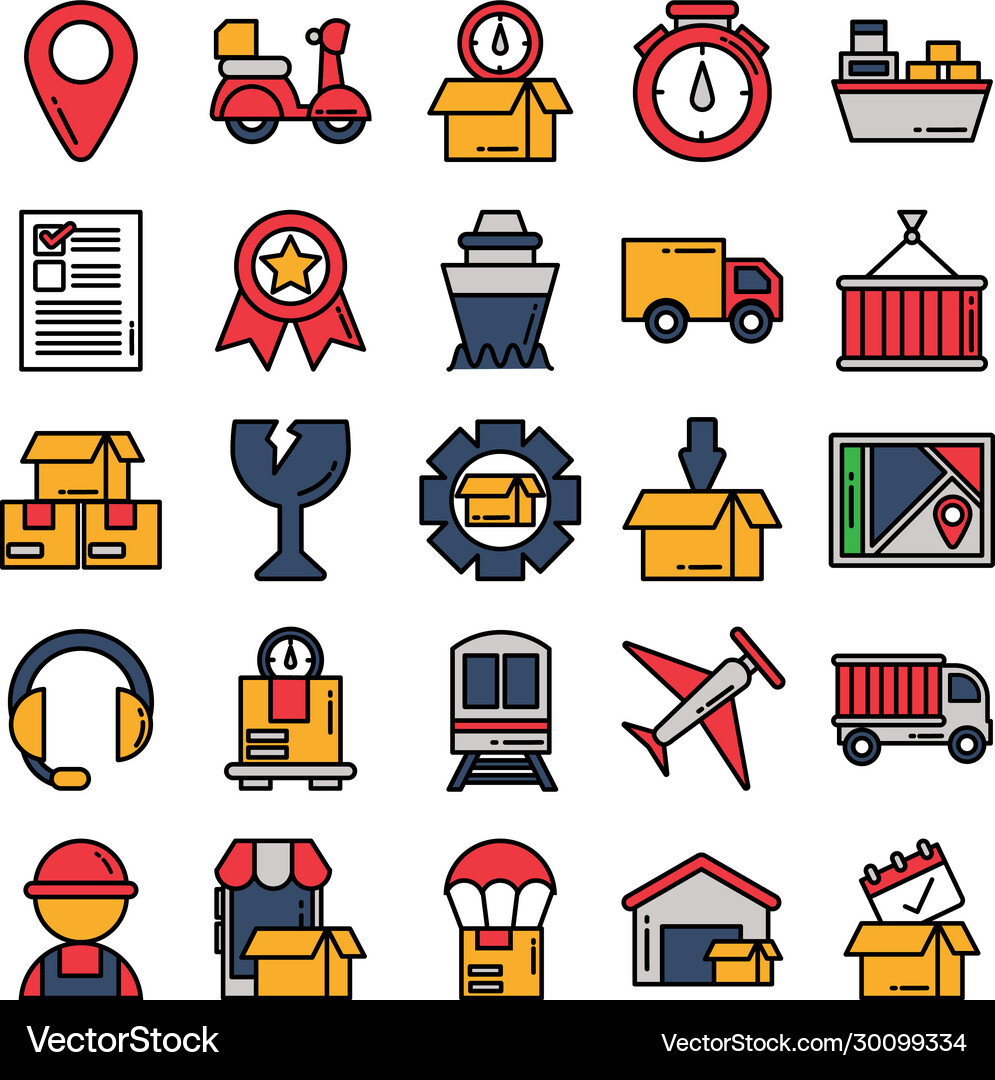 Set icons freight delivery logistics on white Vector Image