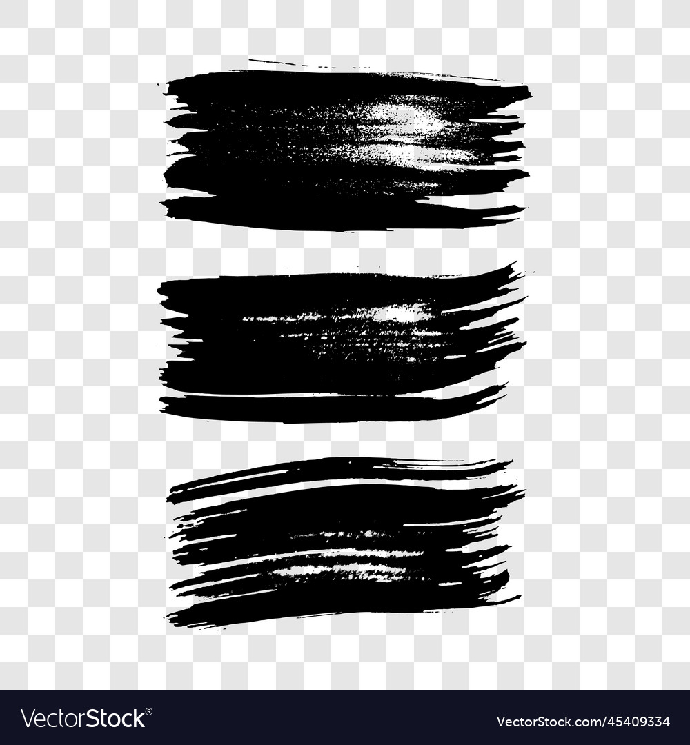 Set of black hand drawn brush strokes Royalty Free Vector