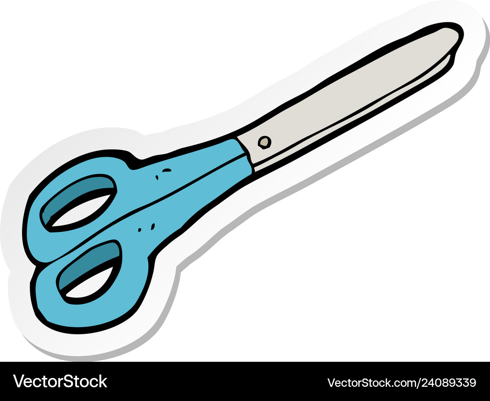 Sticker of a cartoon scissors Royalty Free Vector Image