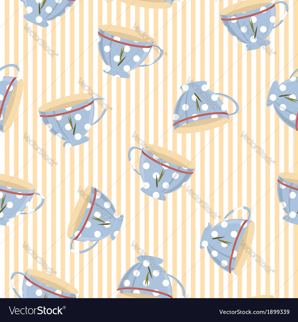 Tea cups seamless pattern Royalty Free Vector Image