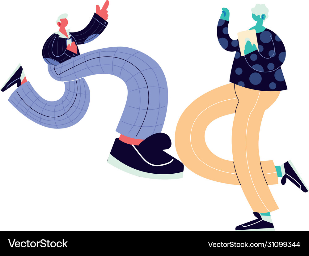 Men walking and dancing with style Royalty Free Vector Image