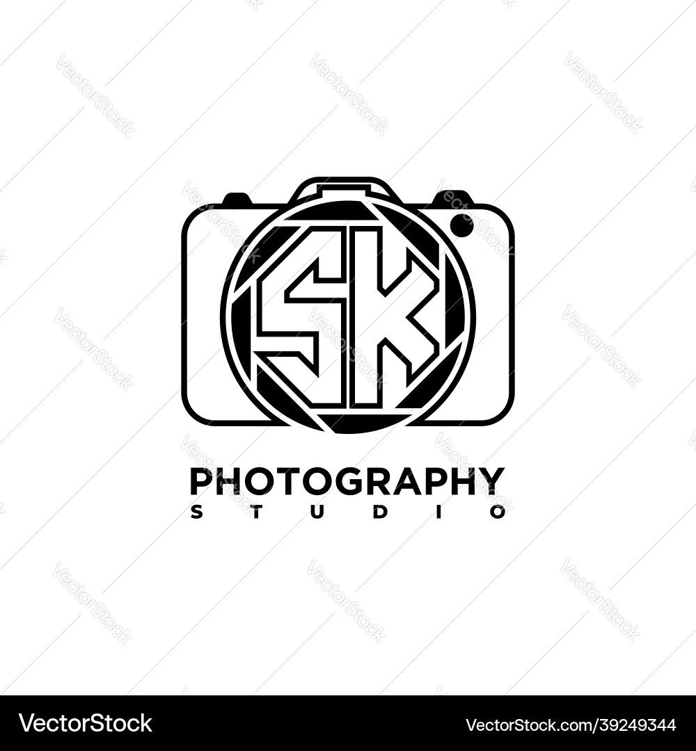 Sk letter photograph camera style Royalty Free Vector Image
