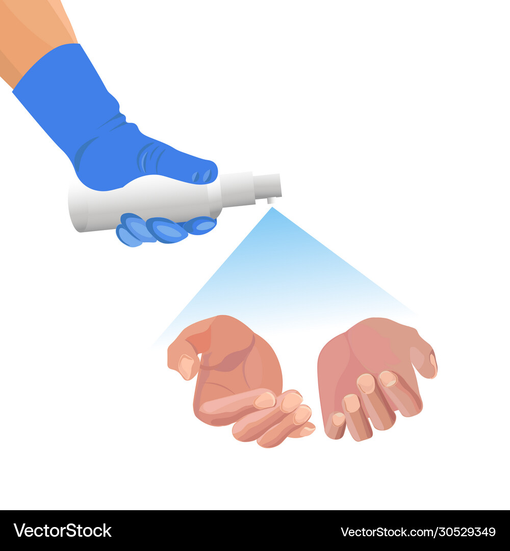 Antibacterial spray application to hands Vector Image