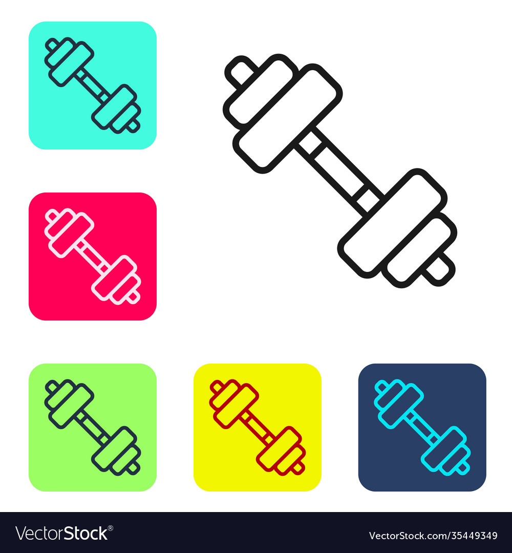 Black line dumbbell icon isolated on white Vector Image