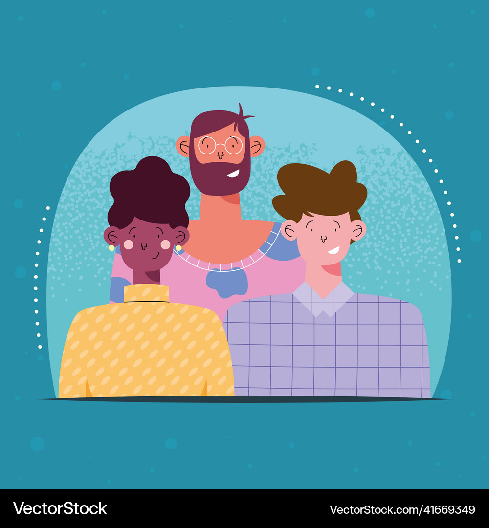 Cartoon group men Royalty Free Vector Image - VectorStock