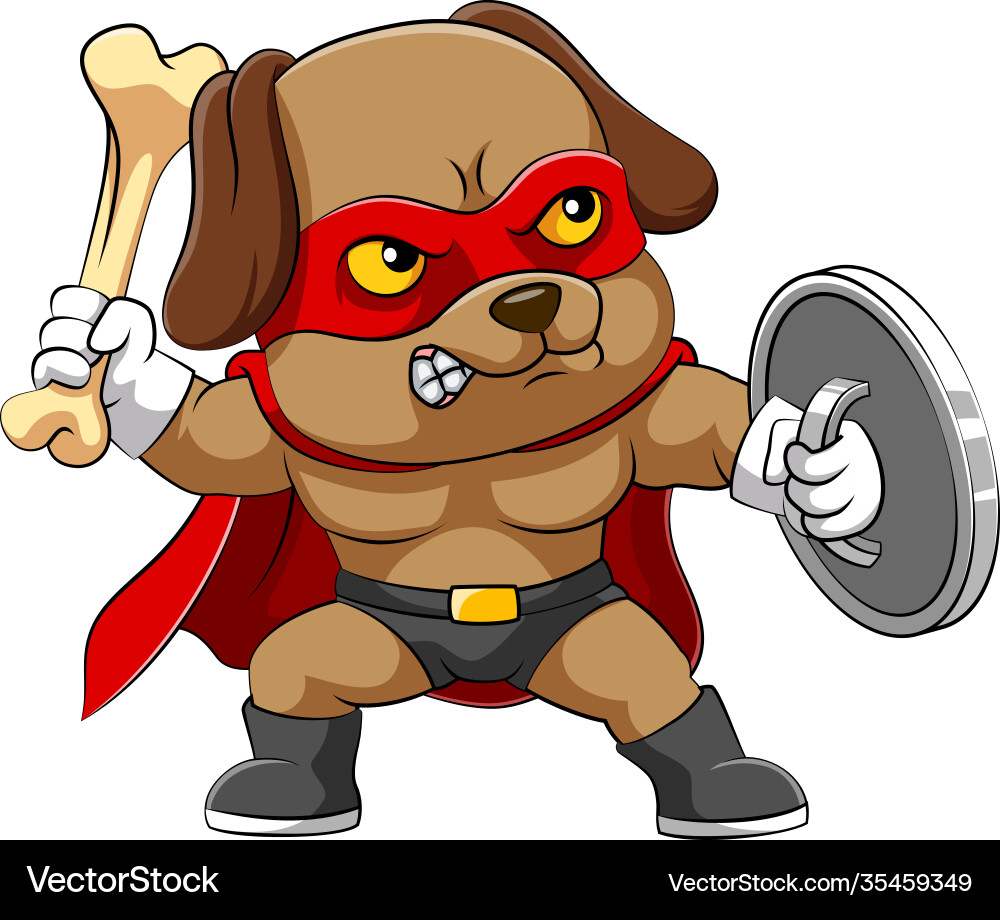 Dog with angry expression holding Royalty Free Vector Image