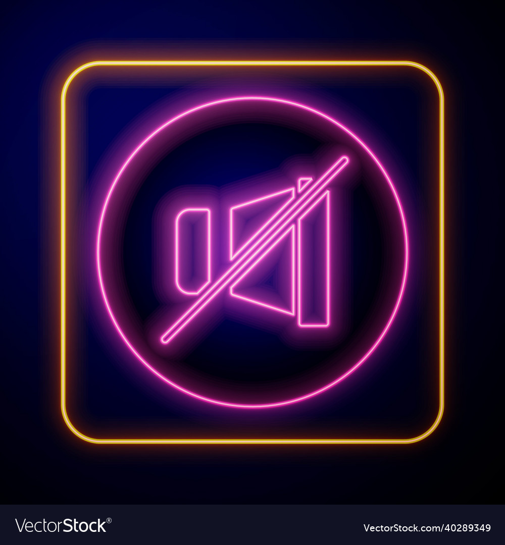 Glowing neon mute microphone icon isolated Vector Image Glowing neon mute microphone icon isolated Vector Image