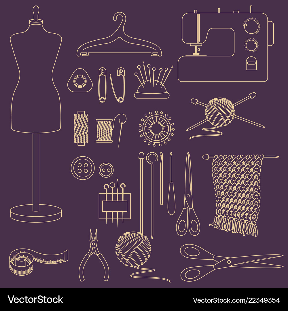Accessories for needlework Royalty Free Vector Image
