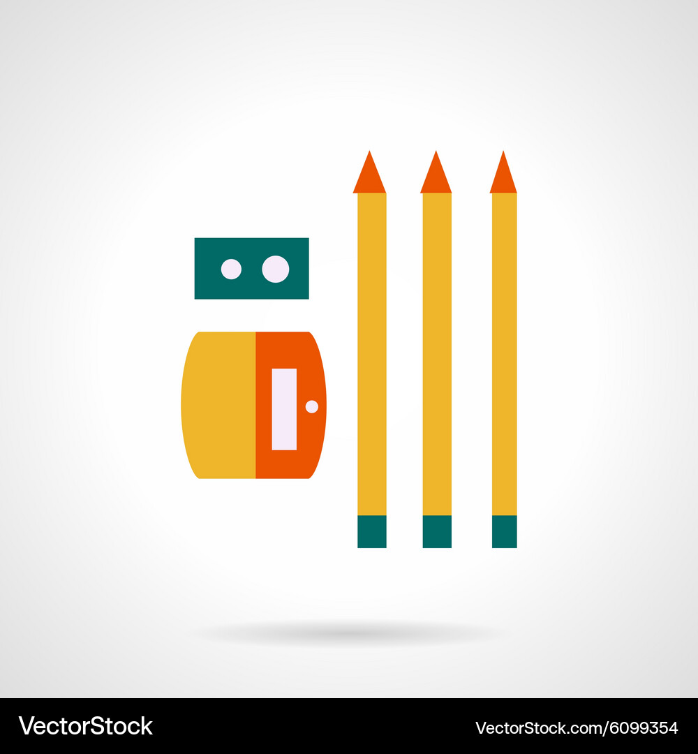Sharpener with pencils flat color icon Royalty Free Vector