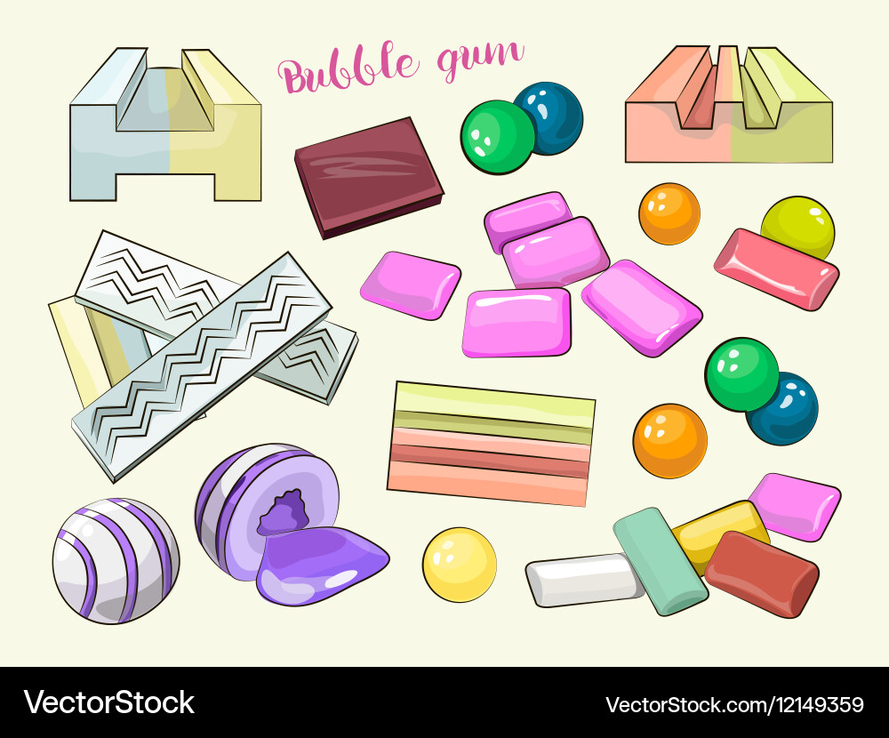 Bubble gum set Royalty Free Vector Image - VectorStock