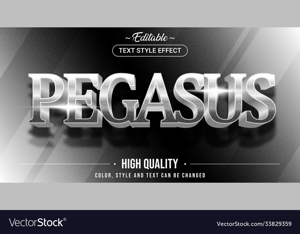 Editable text style effect - pegasus theme Vector Image