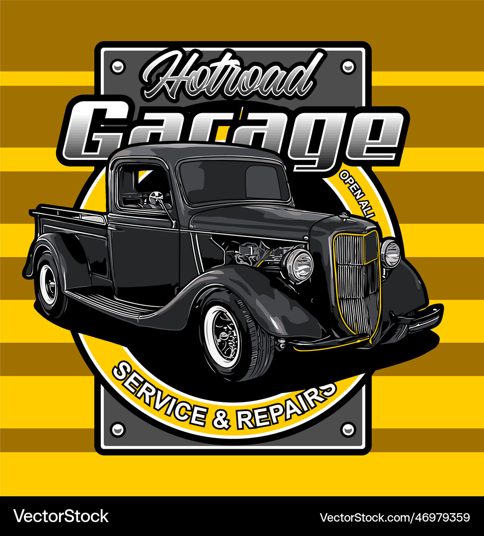 Hotrod garage template for graphic design Vector Image