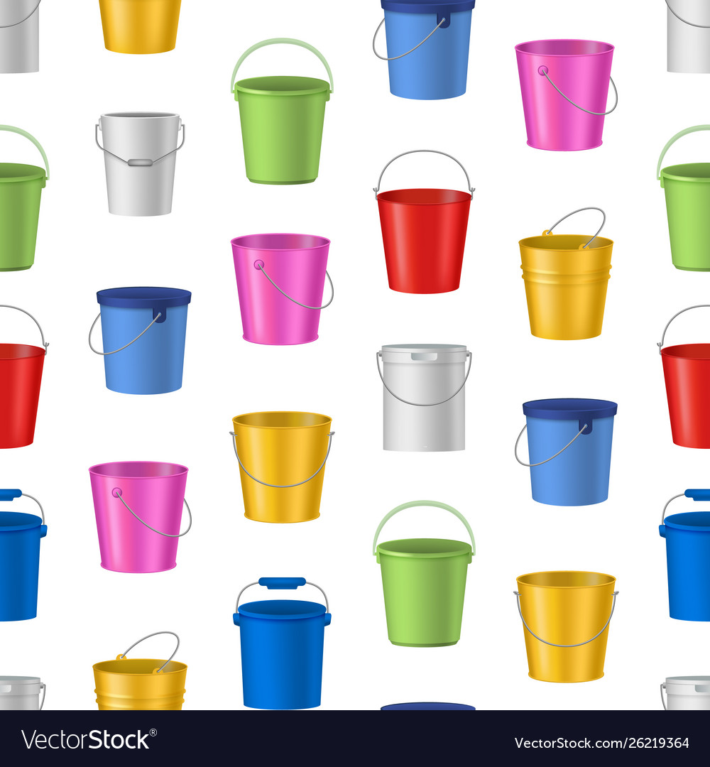 Realistic detailed 3d color buckets seamless Vector Image Realistic detailed 3d color buckets seamless Vector Image