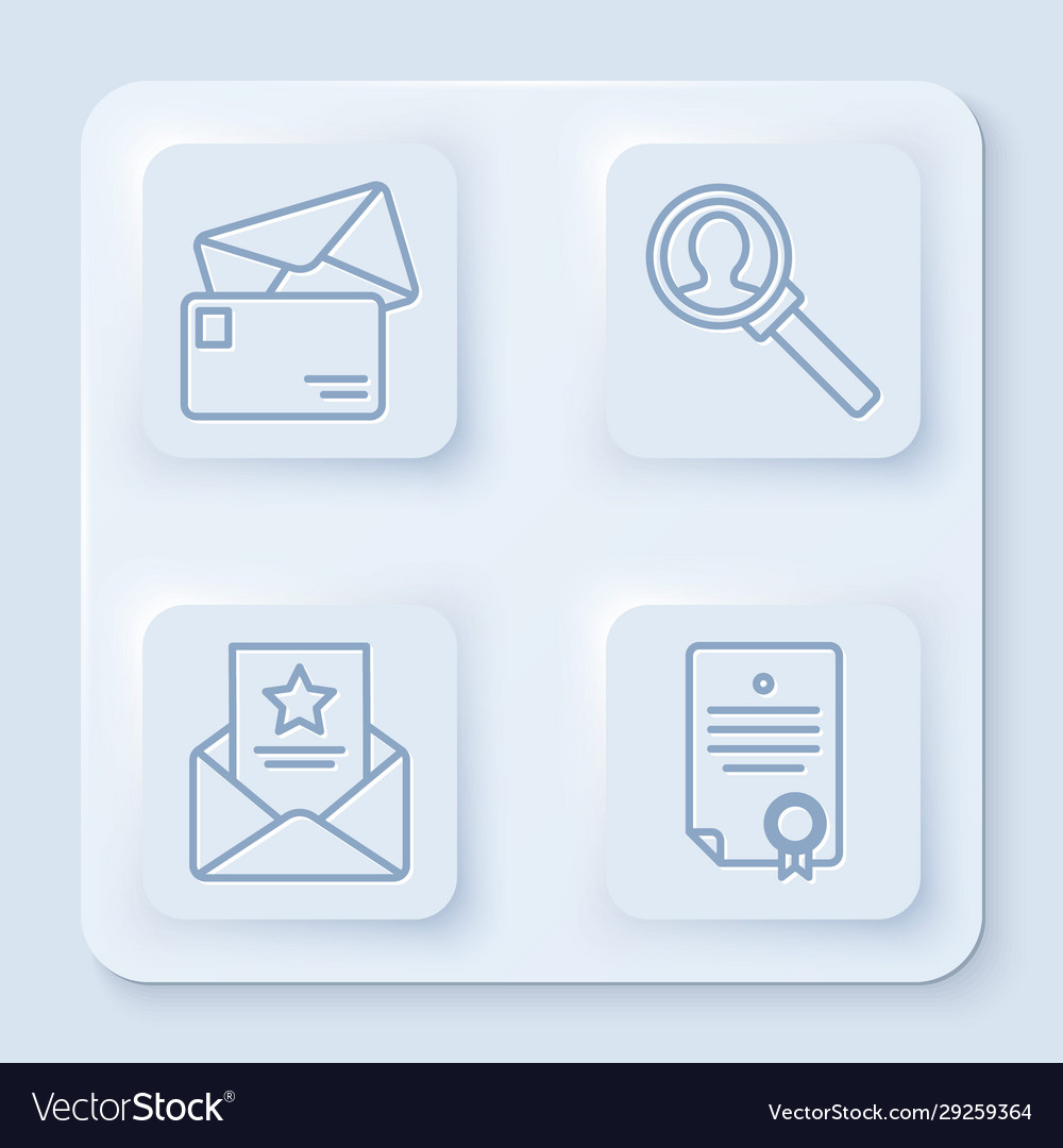 Set line envelope magnifying glass for search Vector Image Set line envelope magnifying glass for search Vector Image