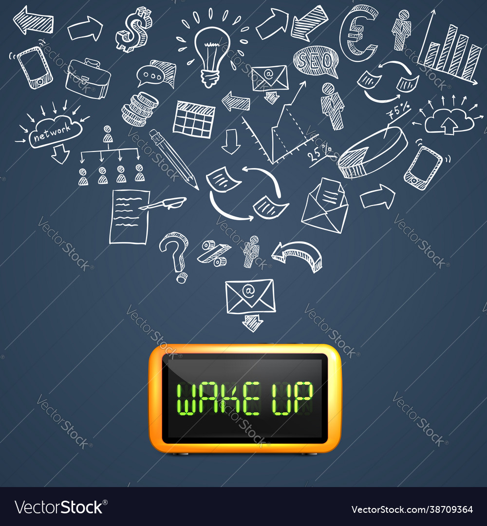Start to work composition Royalty Free Vector Image
