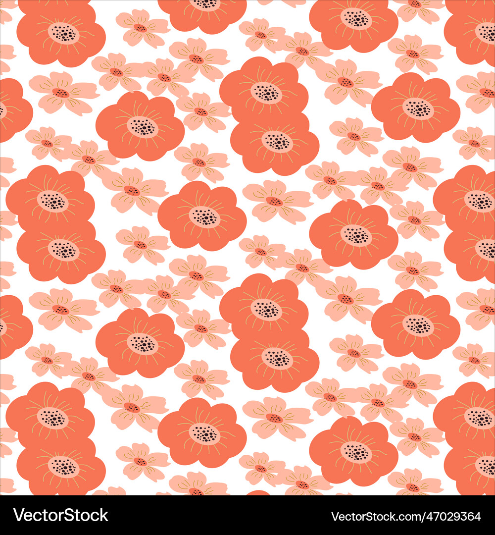 Vintage boho floral pattern with daisy flowers Vector Image