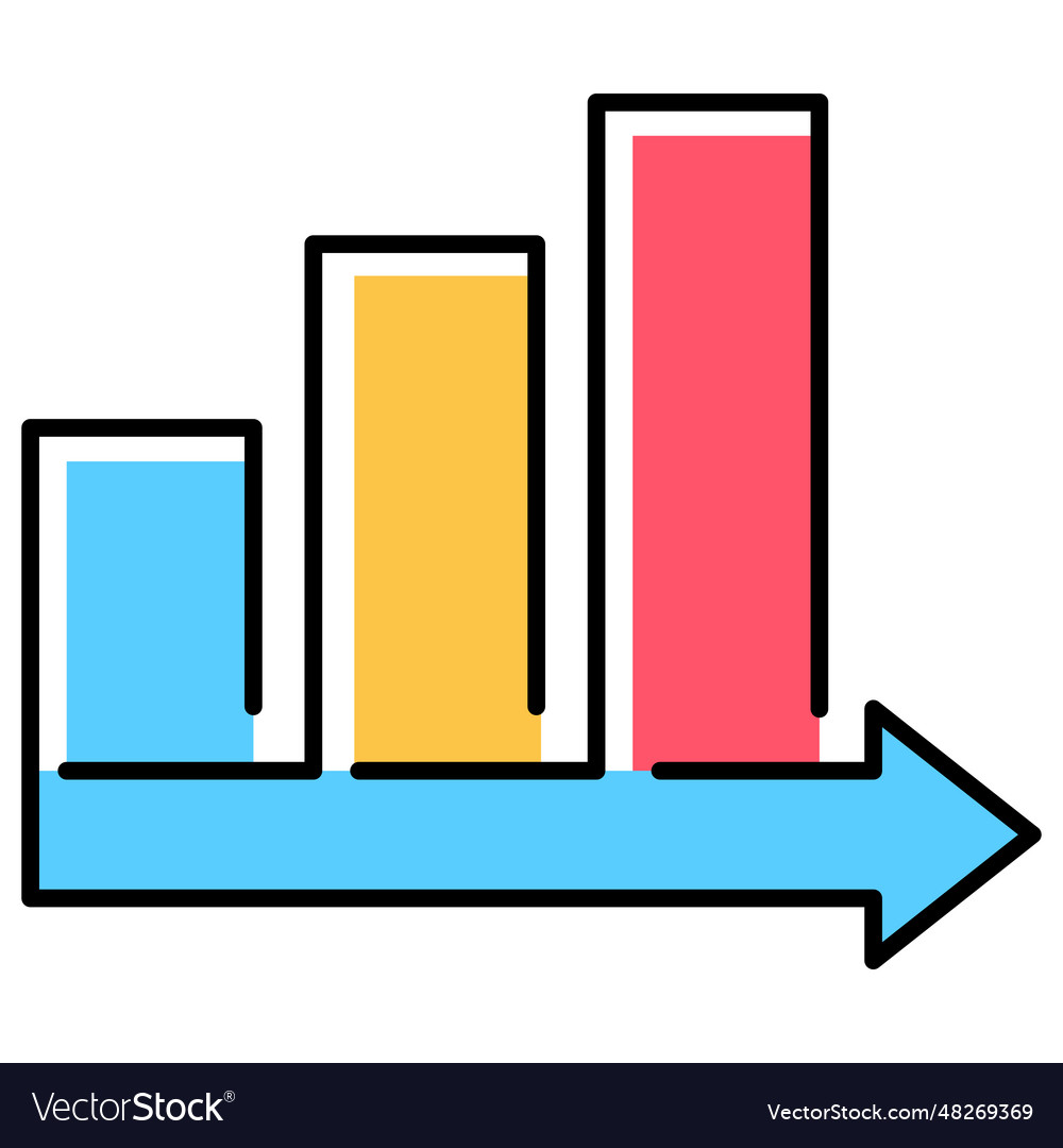 Bar chart arrow forward icon growing Royalty Free Vector