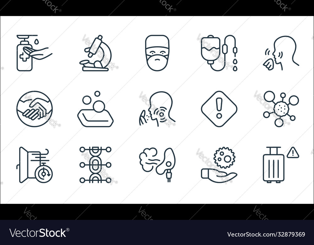 Covid19 line icons linear set quality line set Vector Image