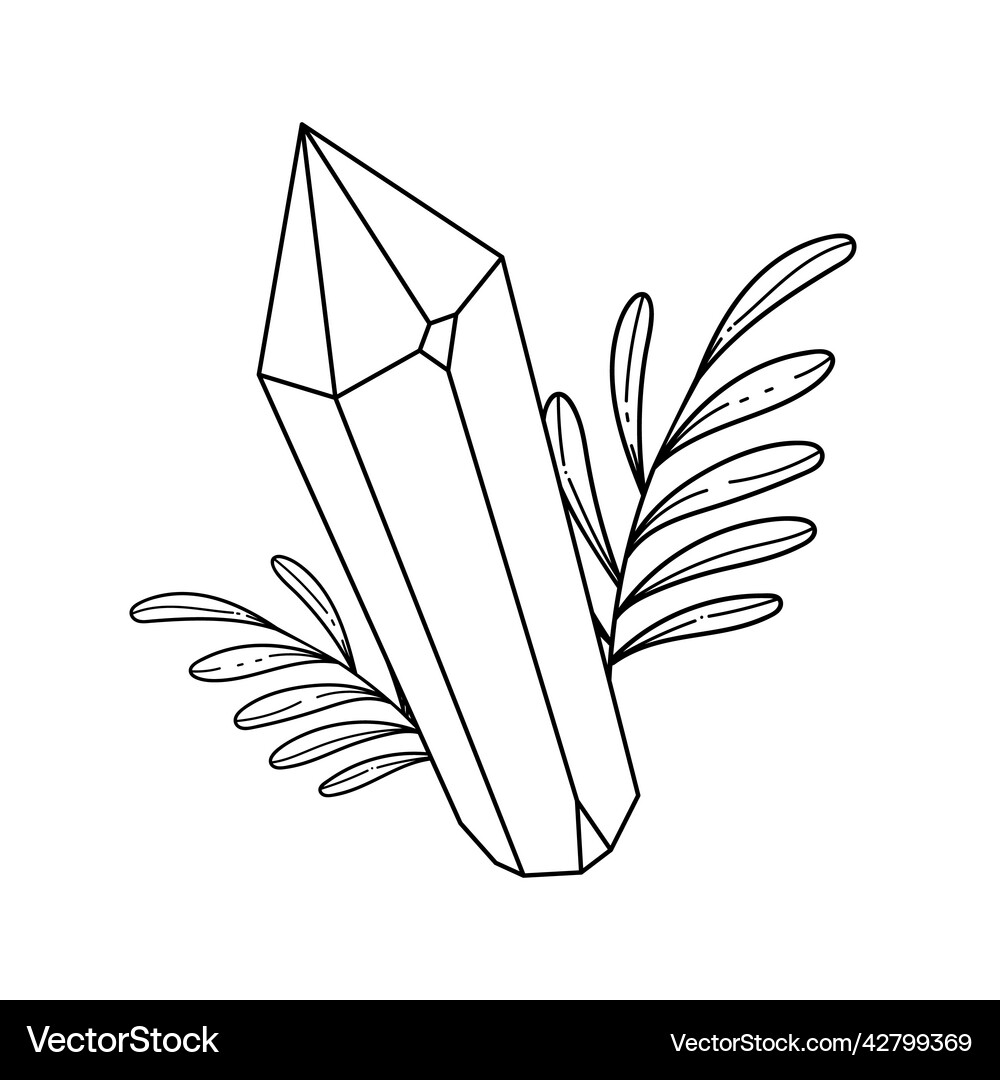 Crystal Black And White Drawing Crystal Sketch Engraving Vector