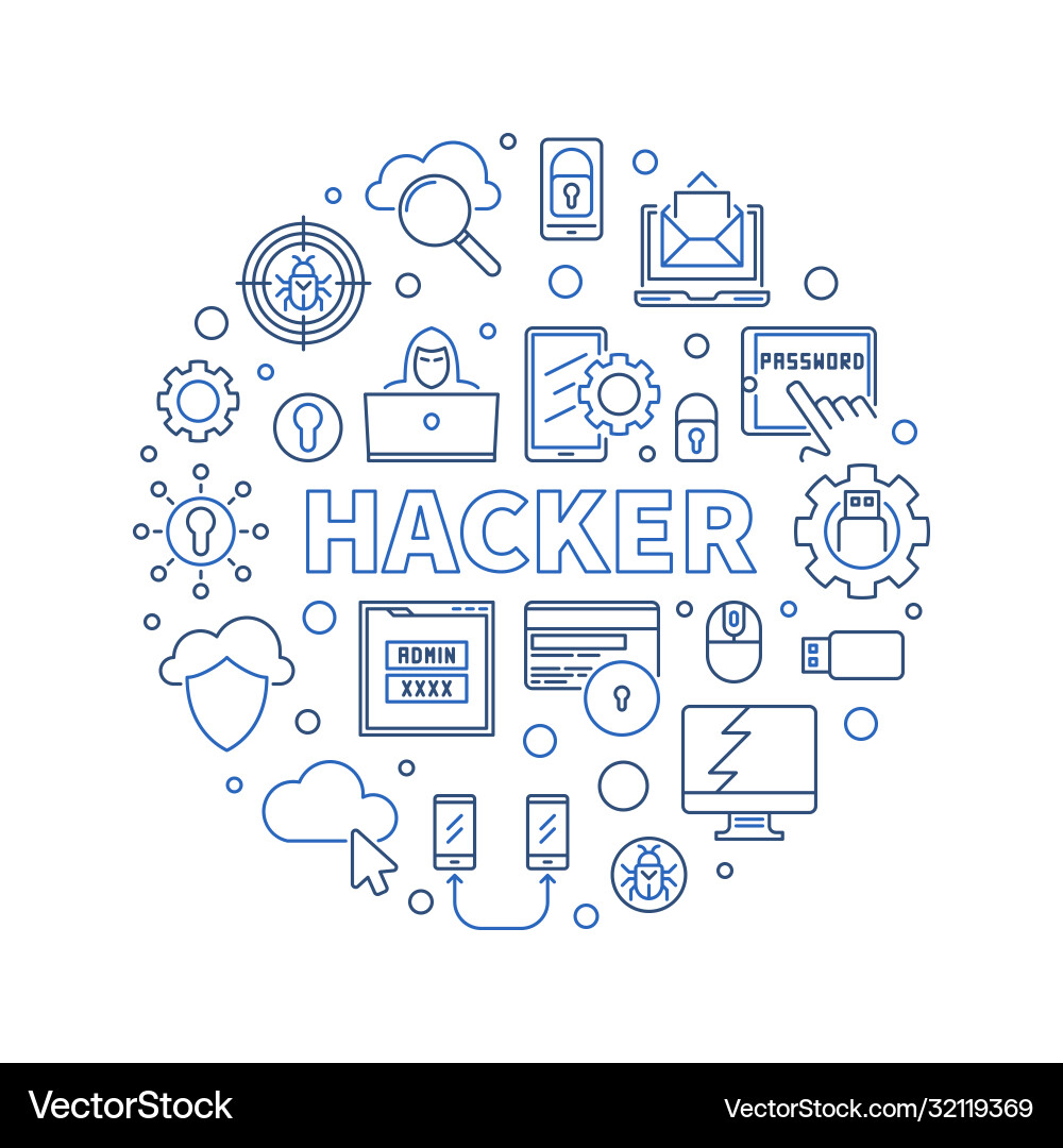 Hacker round concept linear Royalty Free Vector Image