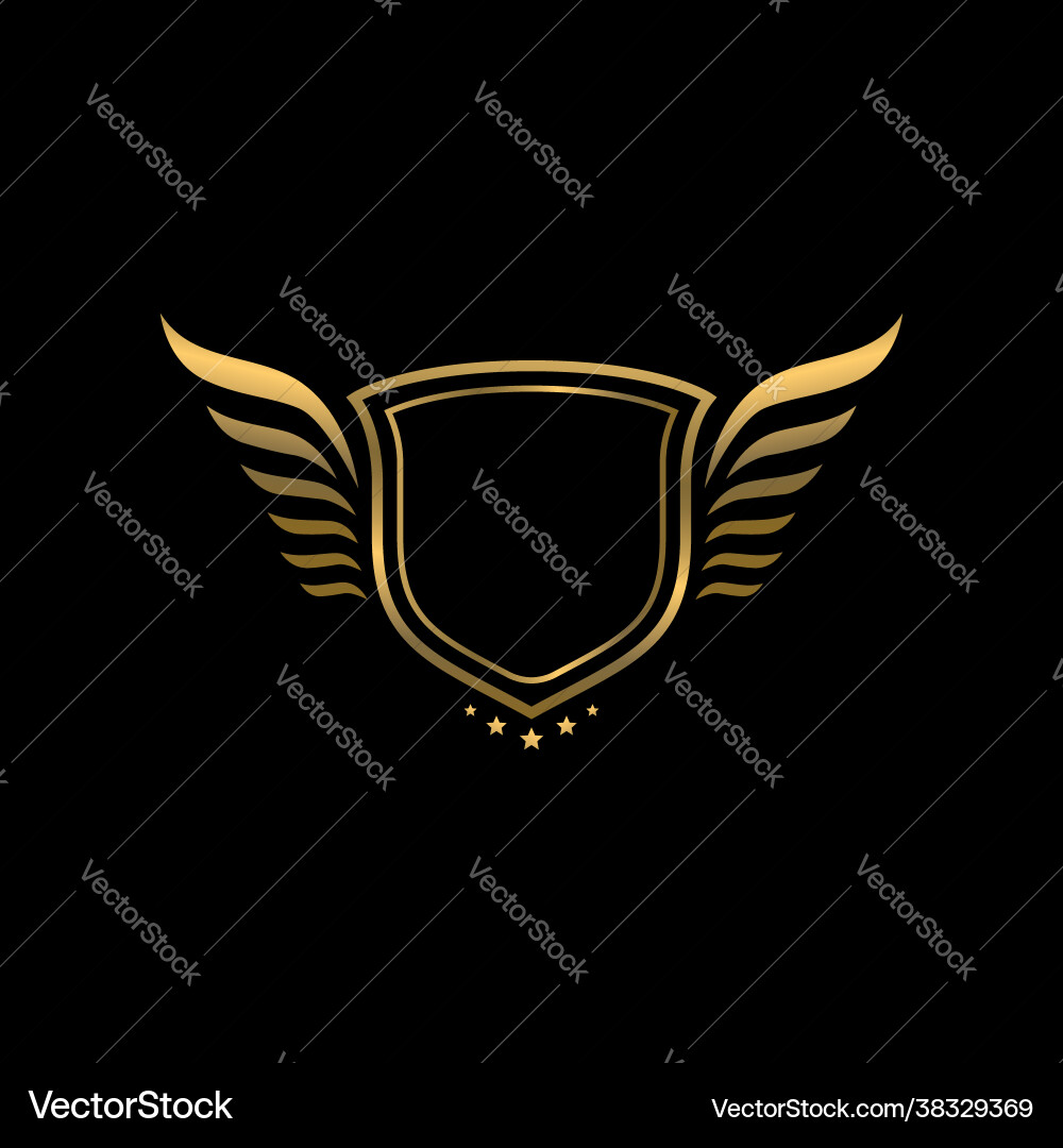 Heraldic vintage shield with wing logo guard Vector Image