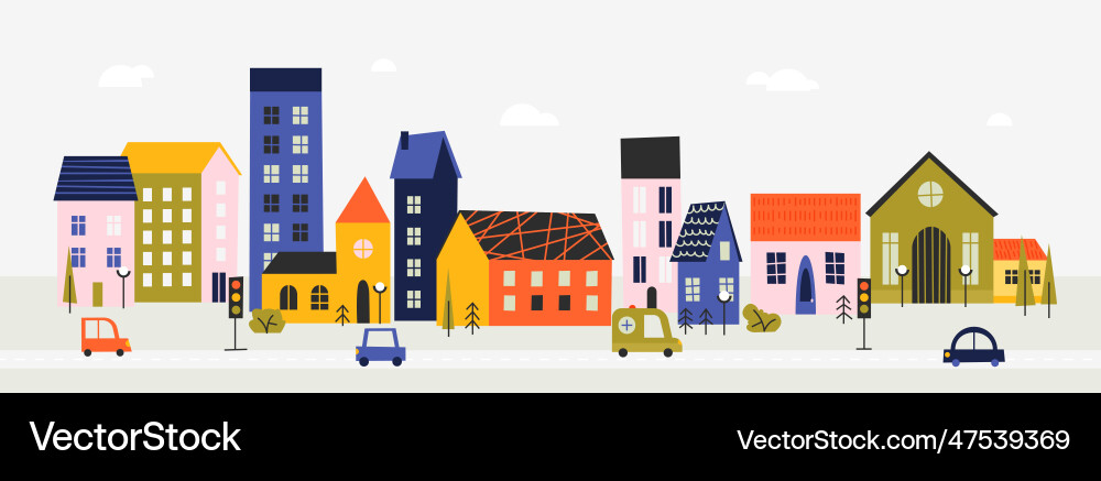 Horizontal town landscape urban panorama Vector Image