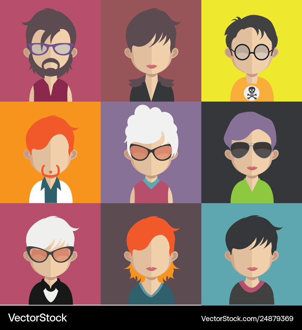 Set colorful avatars characters Royalty Free Vector Image