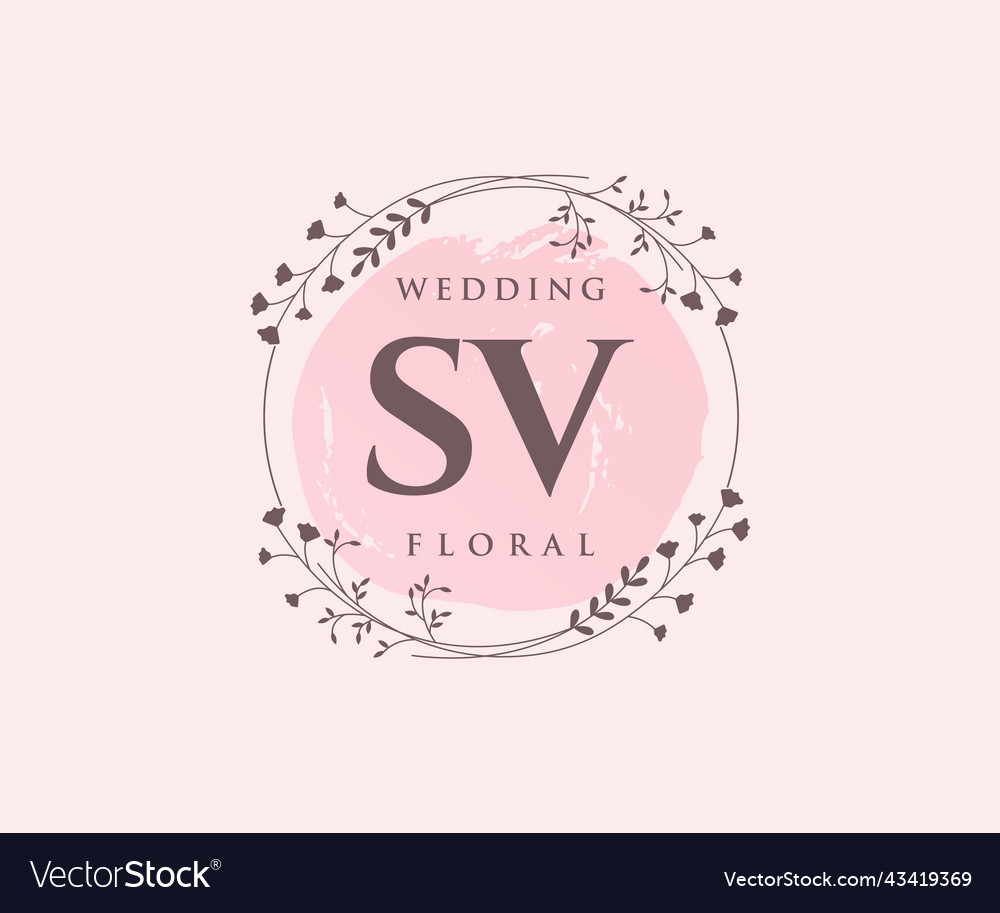 Sv initials letter wedding monogram logos Vector Image