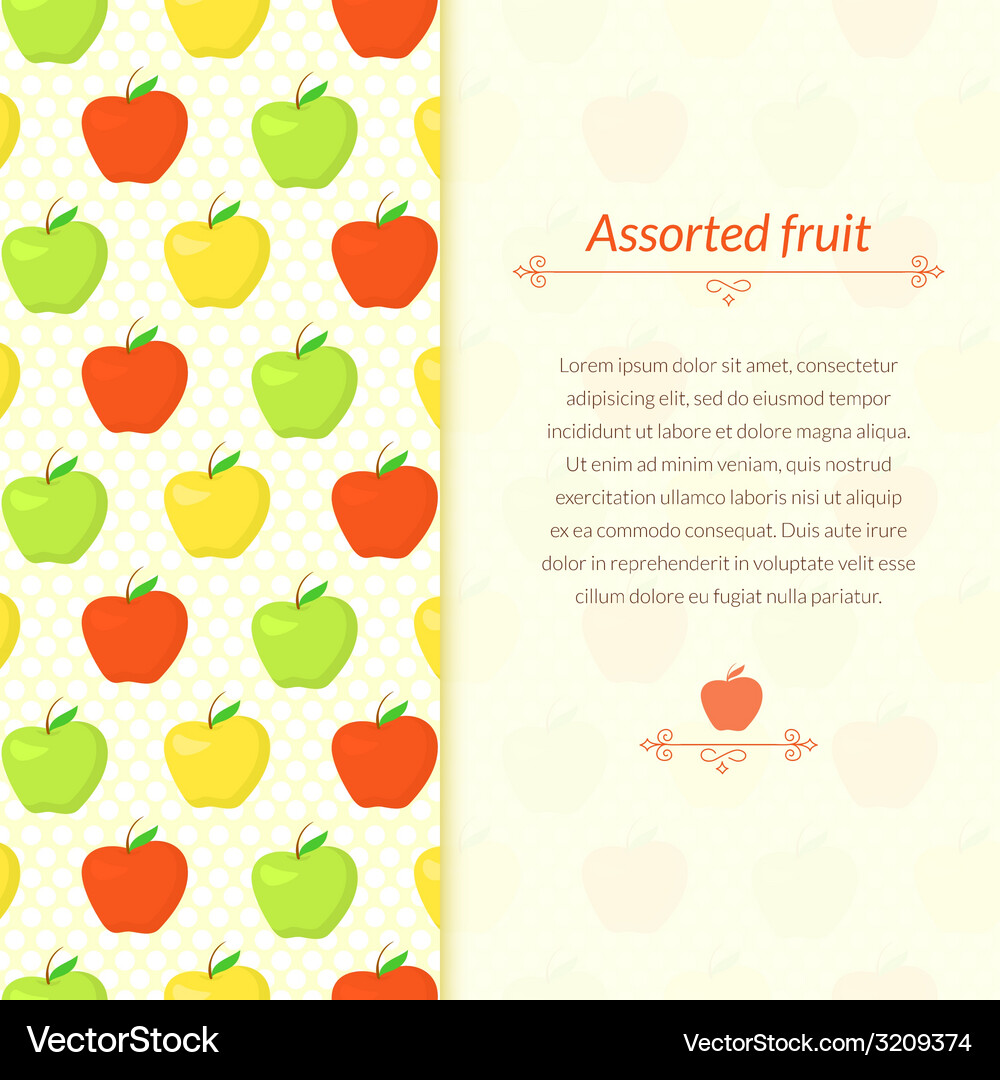 Colorful pattern with green yellow and red apples Vector Image