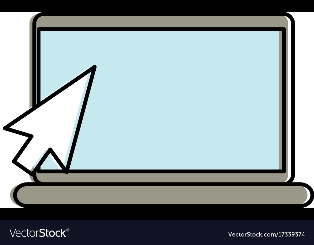 Laptop computer with mouse pointer Royalty Free Vector Image