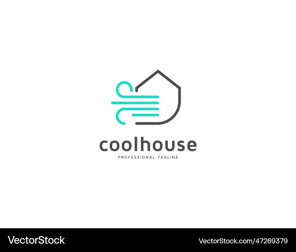 Cool house logo with air wind Royalty Free Vector Image