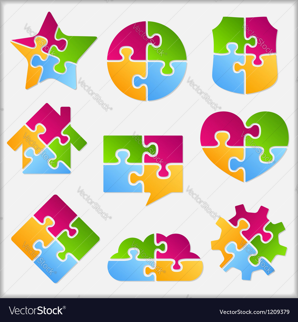Puzzle Objects Collection Royalty Free Vector Image