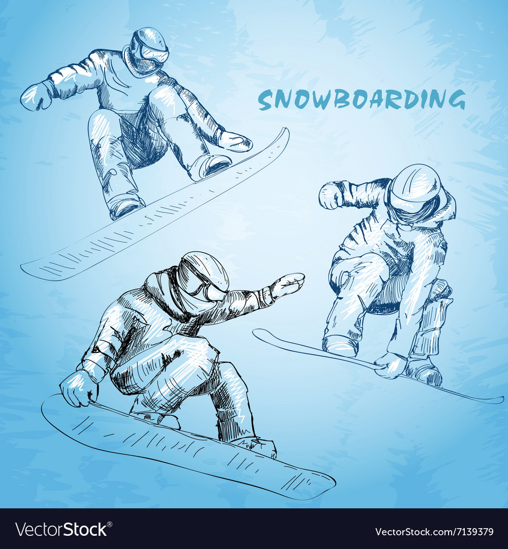 Snowboarding Hand drawn Royalty Free Vector Image