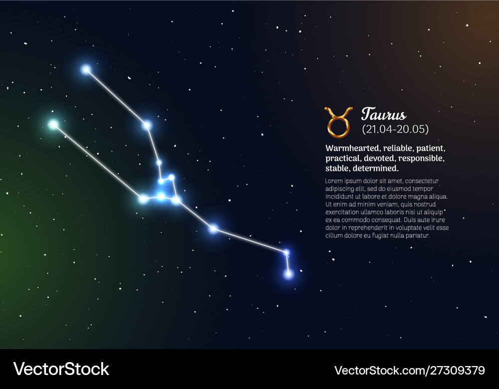 Taurus zodiacal constellation with bright stars Vector Image