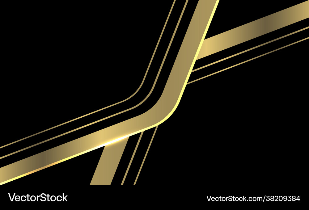 Abstract gold line arrow curve overlap on black Vector Image