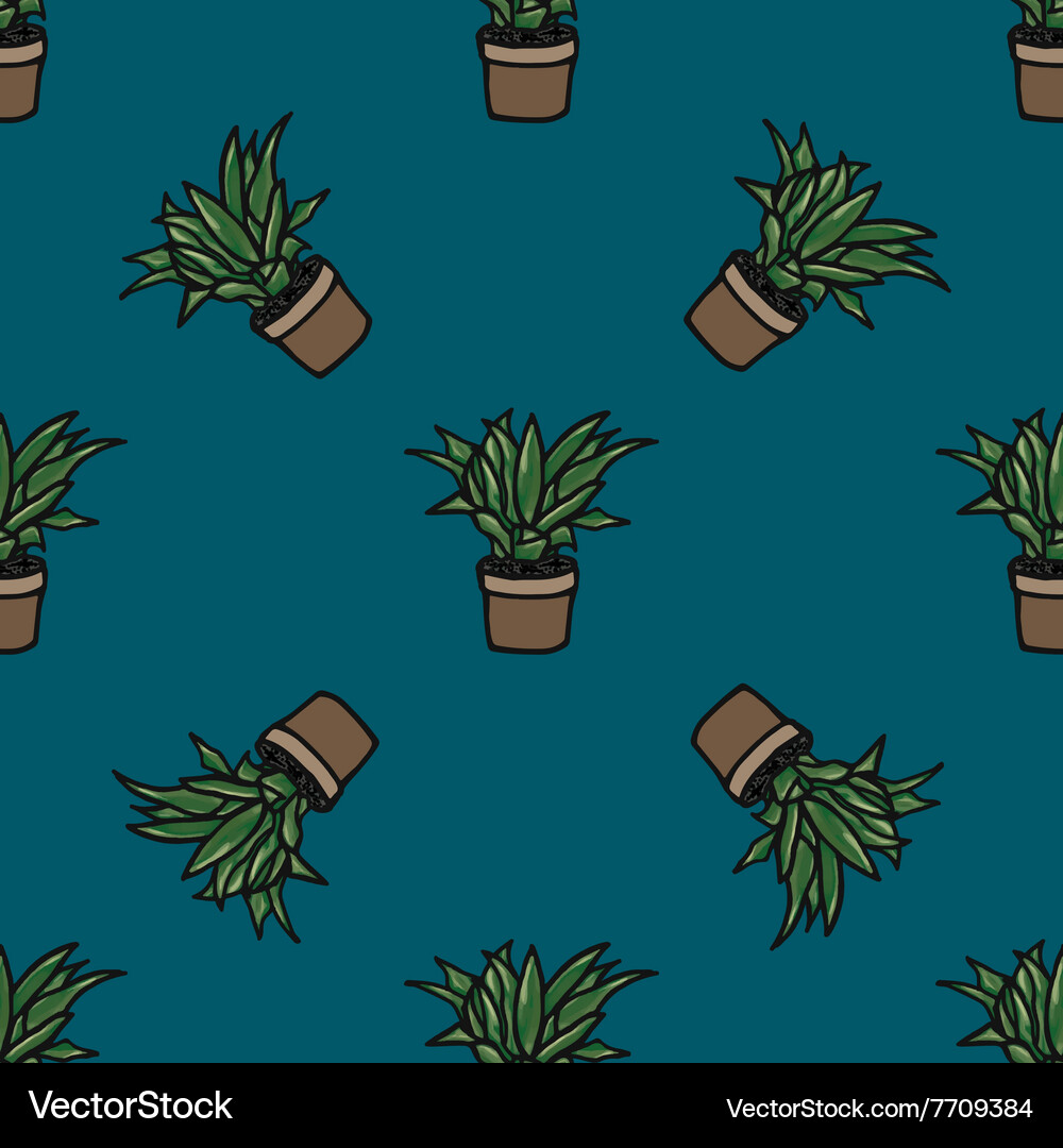 Flower in a pot seamless pattern Royalty Free Vector Image