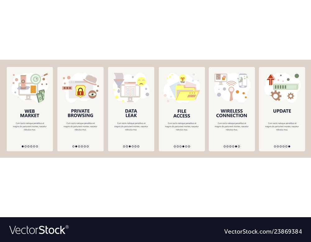 Web site onboarding screens cyber security Vector Image Web site onboarding screens cyber security Vector Image