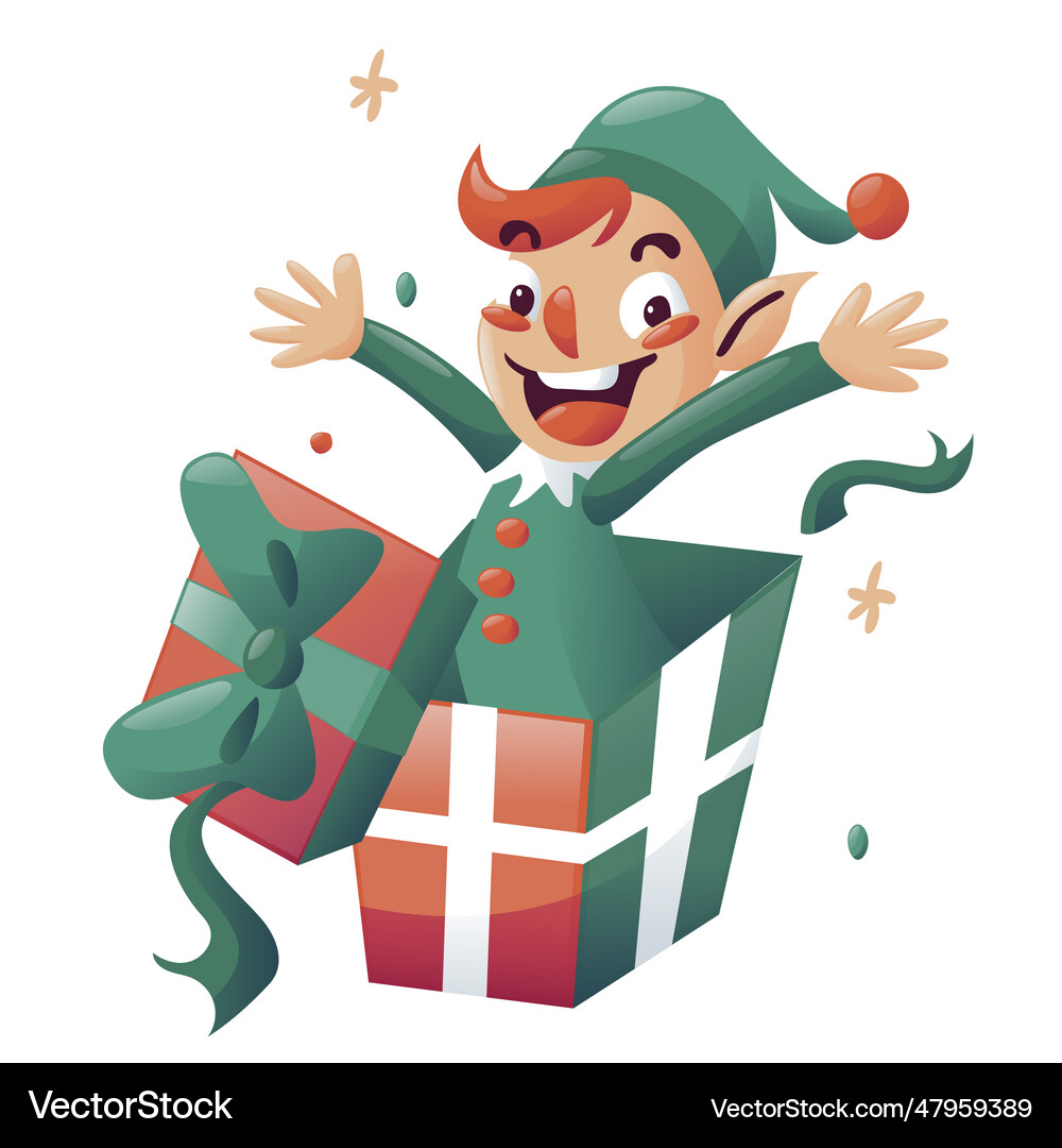 Boy elf christmas character Royalty Free Vector Image