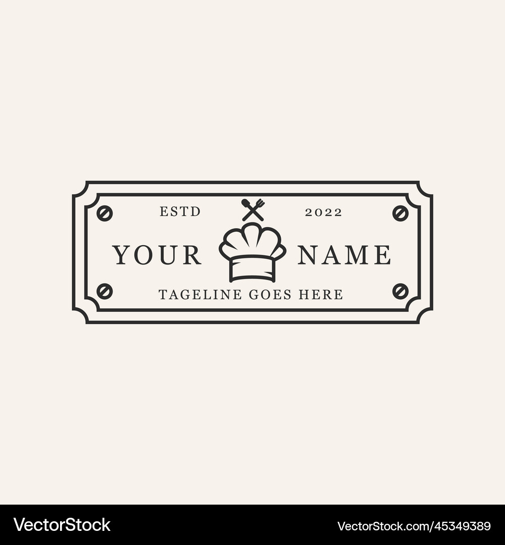 Chef vintage line logo Royalty Free Vector Image