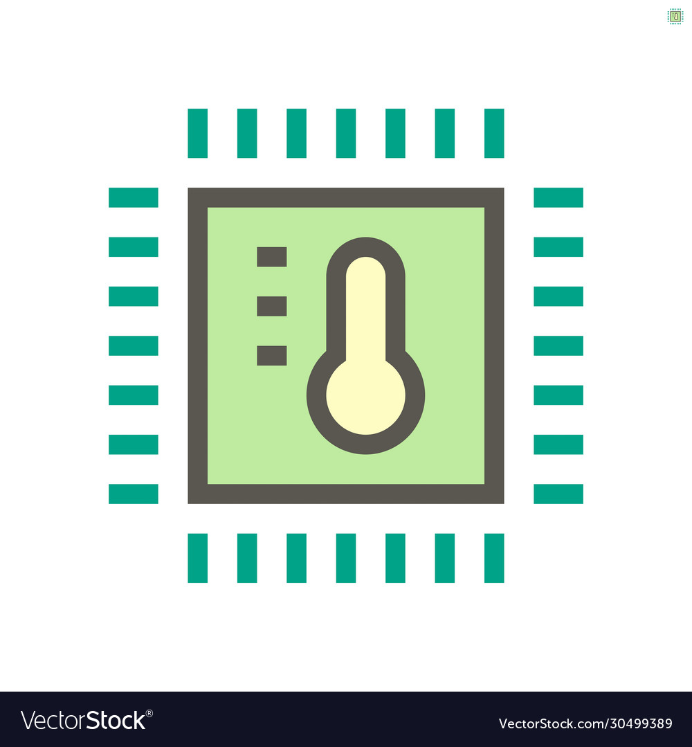 Computer chip processor temperature technology Vector Image