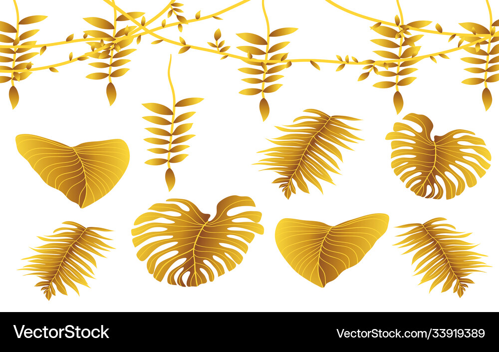 Golden leafs on white background Royalty Free Vector Image