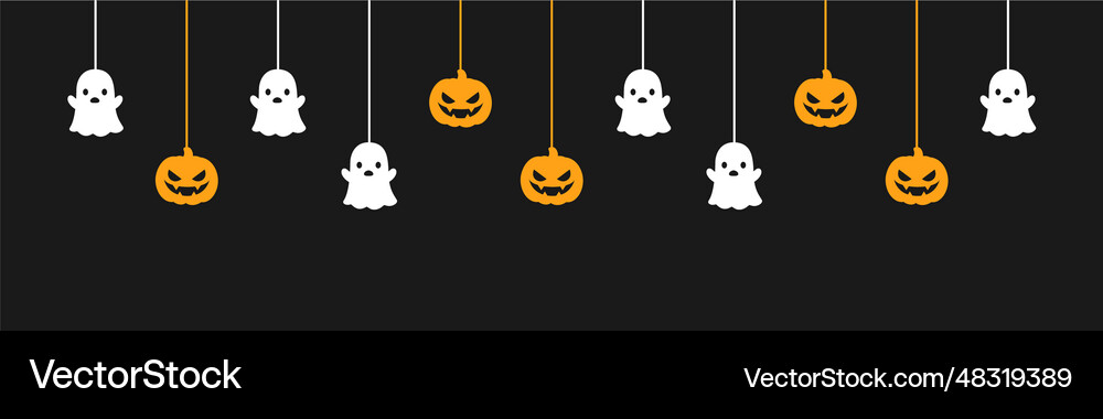 Happy halloween banner or border with ghost Vector Image