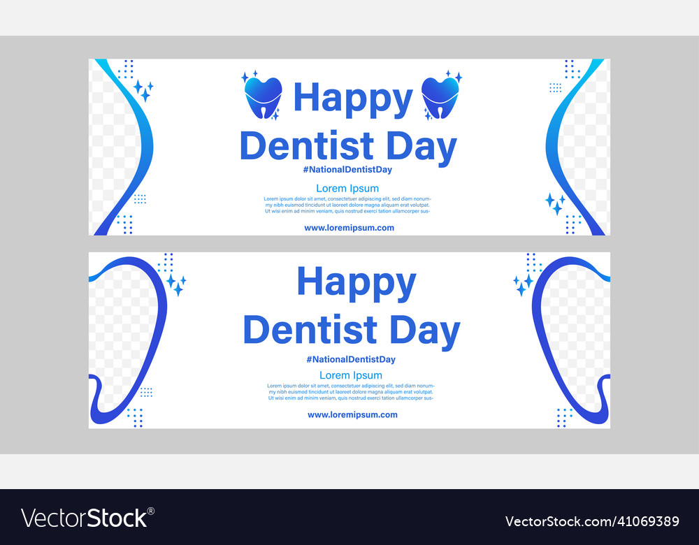 Happy national dentist day horizontal banner Vector Image