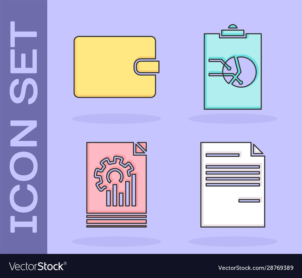 Set document wallet document with graph chart Vector Image