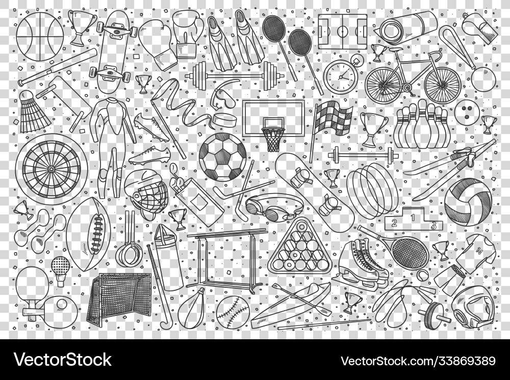 Sport doodle set Royalty Free Vector Image - VectorStock