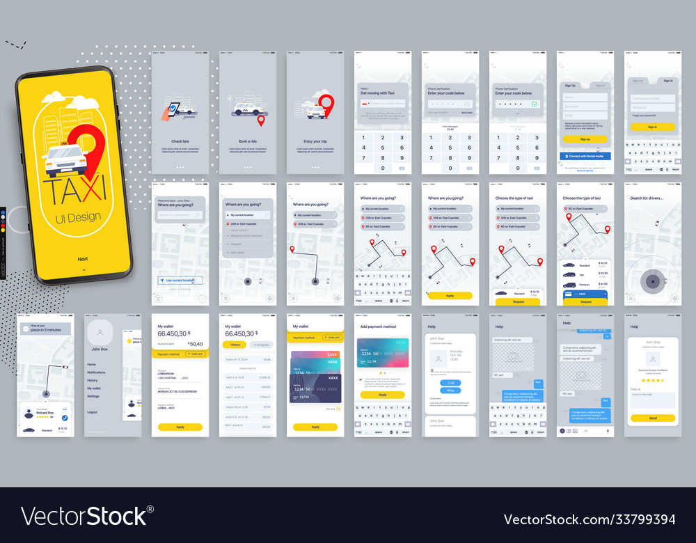 Design Mobile Application Ui Ux Set Royalty Free Vector