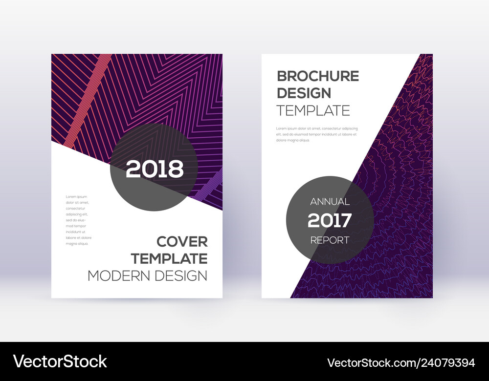 Modern cover design template set violet abstract Vector Image