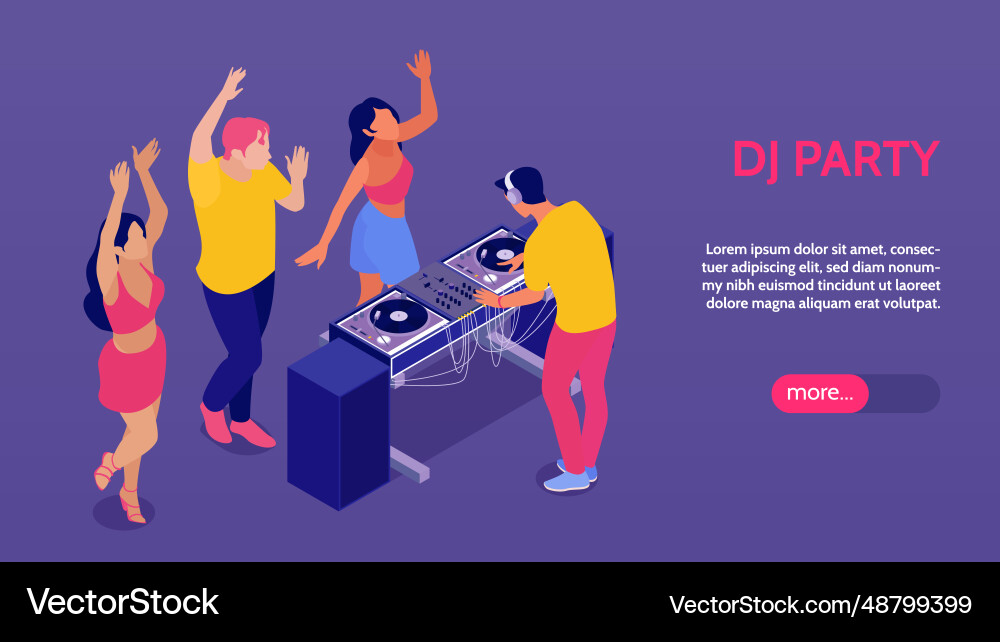 Dj party horizontal banner Royalty Free Vector Image