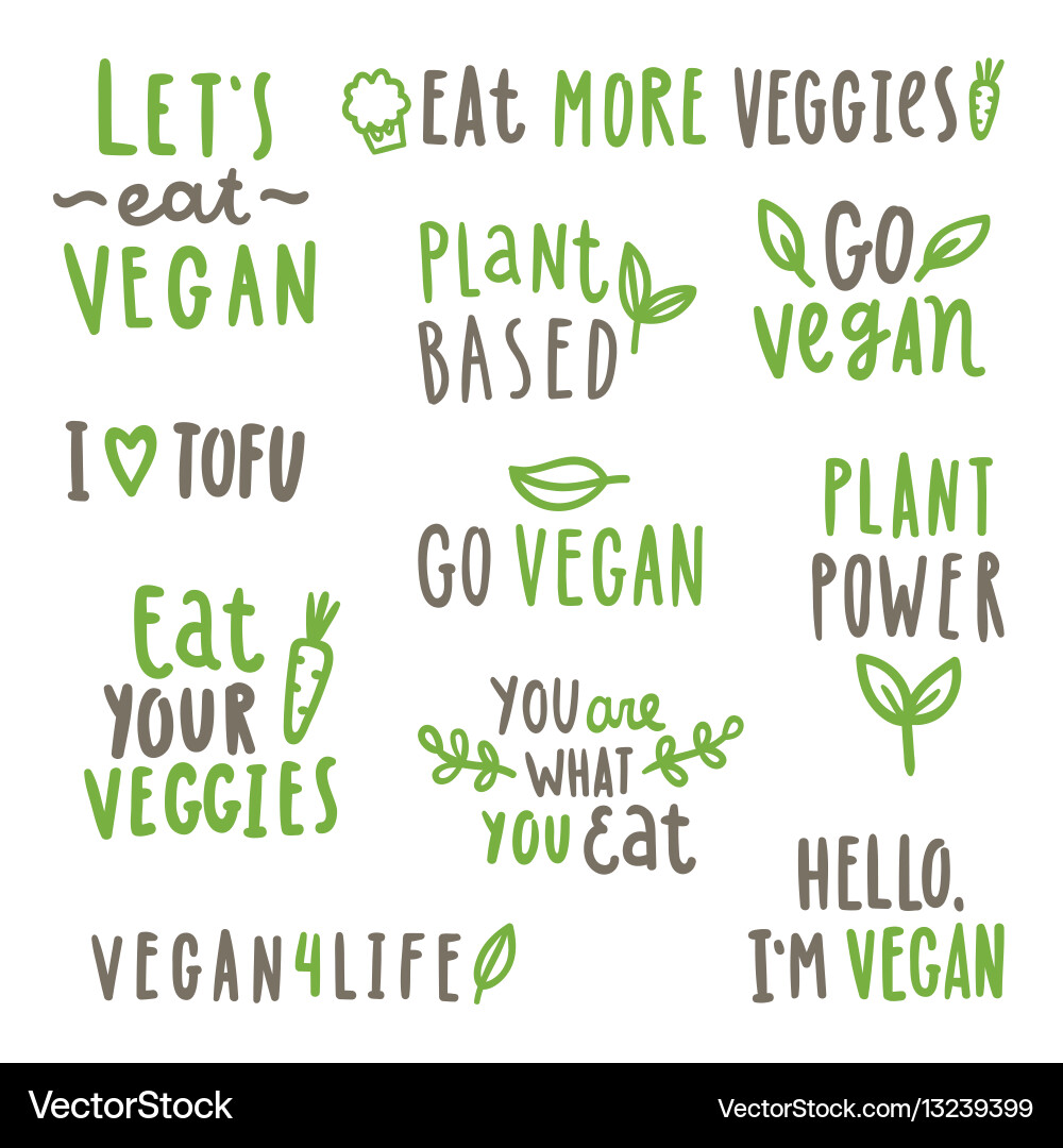 Set of vegan text labels Royalty Free Vector Image